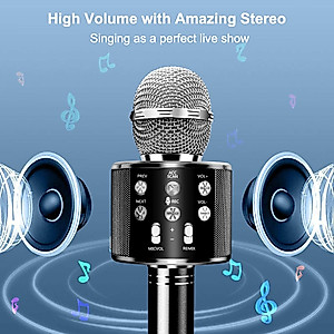 FINYIORE Microphone for Kids, Voice Changing Karaoke Micorphones Boys Girls Gifts for Kids Party Singing Microphone, White Elephant Gift for Adults