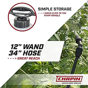 Chapin 16200 2-Gallon Made in USA Garden Pump Sprayer with Ergonomic Handle, Trigger Shut Off, Adjustable Cone Nozzle and in-Tank Filter, for Spraying Weeds, Insects, Fertilizers, Translucent White