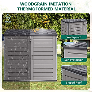 COCLUB 4.6 ft x 4.1 ft Resin Outdoor Storage Shed, 49.5 Cu Ft Extra Large Horizontal Tool Sheds, Multi-Purpose Storage Cabinet for Trash Cans, Garden Tools, Lawn Mower, Double Lockable Doors