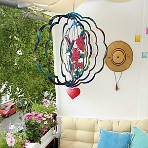 Wind Spinners Garden Decor Hummingbird Wind Spinner Outdoor Metal Hanging Mandala Decor-Wind Spinners for Yard and Garden Patio Porch,Garden Wind Spinner Hummingbird Gifts Women Men Mom Gift