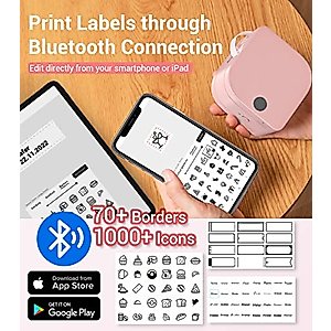 Phomemo Label Makers - Label Maker Machine with Tape P12, Bluetooth Label Maker for Home Organization, Mini Label Printer with Tape 12mm x 4m, Sticker Maker Support Color Printing and Font, with Label