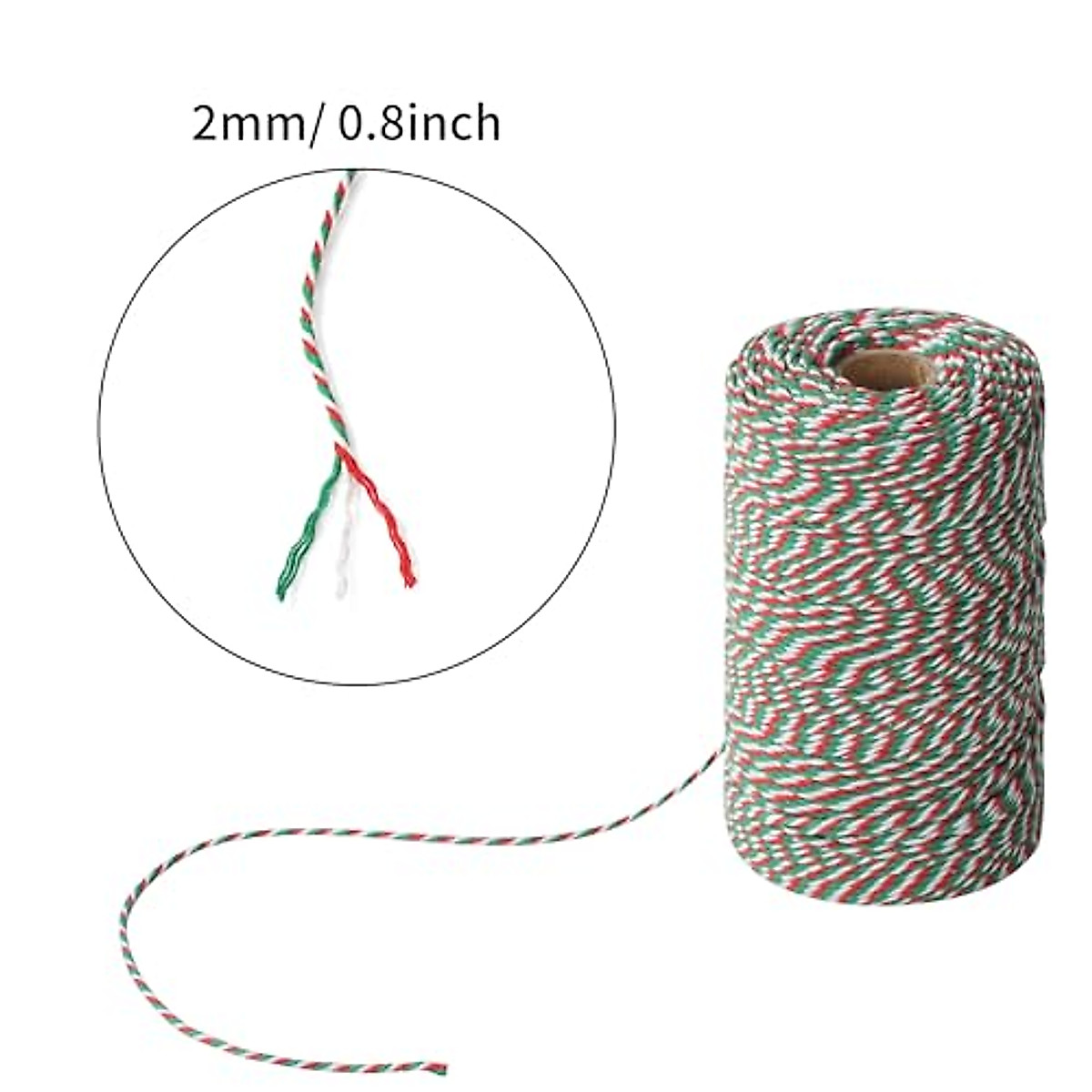 XKDOUS 1476ft 3 Rolls Bakers Twine, 2MM Natural Cotton String for Christmas Craft, Gift Wrapping and Home Decor(3 colors)
