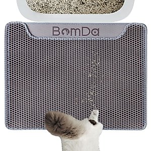 BomDa Cat Litter Mat, Large Kitty Litter Box Trapping Mat, 23x17'' Honeycomb Double Layer Urine & Waterproof, Washable Easy Clean, Litter Mats for Floor Less Waste, Anti-Slip