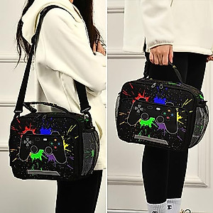 Cool Game Controller Lunch Bag for Women Men Video Joysticks Gamepad Insulated Cooler Tote Bag with Adjustable Shoulder Strap Large Capacity Reusable Leakproof Picnic Lunch Box Outdoor for Adult Offic
