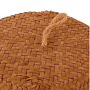 tJexePYK Mini Wicker Storage Baskets with Lid Natural Round Desktop Storage Basket Japanese Style Small Spun Wicker Basket Box