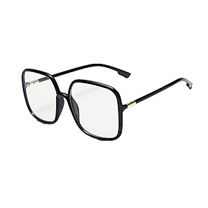 Shiratori Woman's New Retro Blue Light Blocking Glasses Big frame Nerd Eyeglasses Frame Anti Blue Ray Computer Game Glasses Black