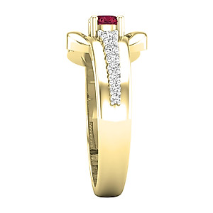 Dazzlingrock Collection 4mm Round Ruby & White Diamond Knot Style Engagement Promise Ring for Women in 14K Solid Yellow Gold, Size 6