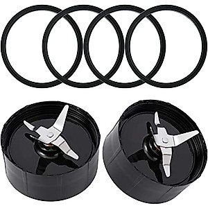 2 Cross Blades with 4 Rubber Gaskets QT Replacement Parts Compatible with 250w Magic Bullet Blender, Juicer and Mixer(Model MB1001)