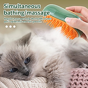 LUPAPA Steamy Cat Brush, 3 In 1 Pet Steam Brush, Pet Cleaning and Massage Brush, Used for Dandruff and Loose Hair on Cats, Suitable for Various Furry Pets, Green Avocado