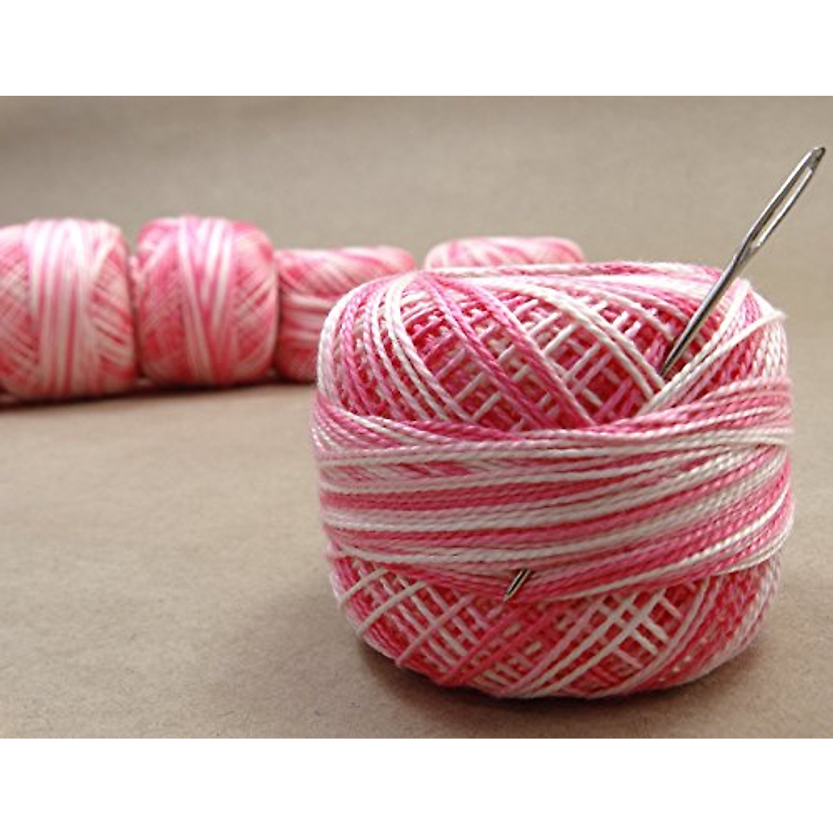S2J Lot of 10 Pieces Anchor Tatting Crochet Cotton Thread Variegated Skein Yarn Ball