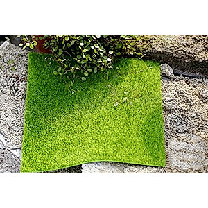 SUN-E 4 Pcs Life-Like Fairy Artificial Grass 6''x 6'' Miniature Ornament Garden Dollhouse Garden DIY Grass Home Office School Indoor Decoration