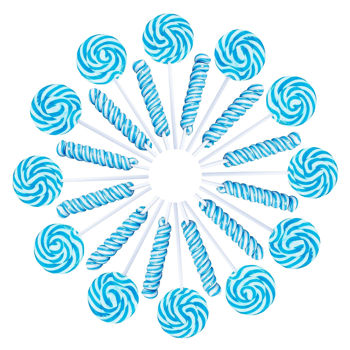 Blue Candy - 18g Swirl and 12g Twisty Lollipops - 24 Suckers Individually Wrapped Bulk - Great for Candy Buffet - Baby Boy Candy - Birthday Favor Candy