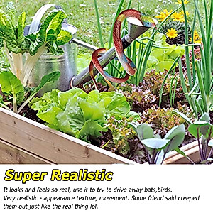 Xsltkby Rubber Snakes to Keep Birds Away - 4 PCS Realistic Fake Rubber Snake for Garden Props to Scare Birds, Squirrels and Mice