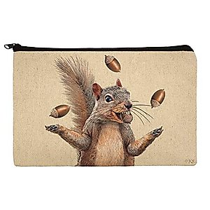 Squirrel Juggling His Nuts Crazy Funny Pencil Pen Organizer Zipper Pouch Case