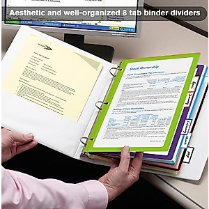 HABGP 16Pcs/2 Set 8 Tab Dividers for 3 Ring Binder, 16 Pcs Clear Color 3 Ring Binder Dividers with Tabs, Page Folder Dividers, Plastic Tabbed File Dividers with Tabs, Three Ring Binder Index Dividers