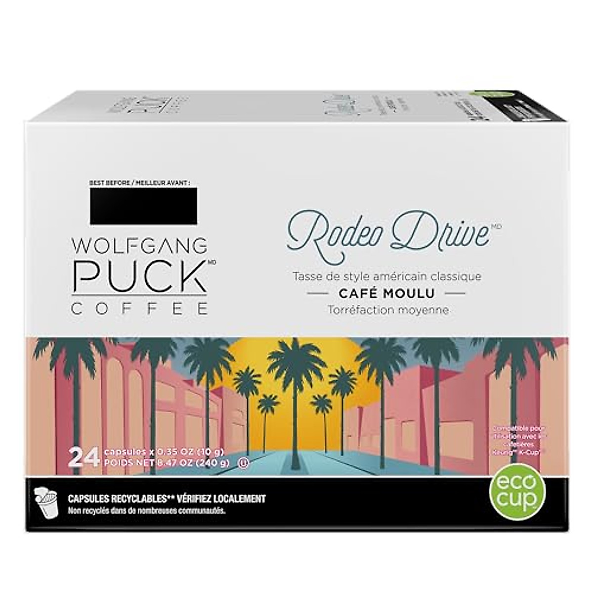 Wolfgang Puck Coffee Single Serve Capsules, Medium Roast, Compatible with Keurig K-Cup Brewers, Rodeo Drive, 24 Count (Pack of 1)