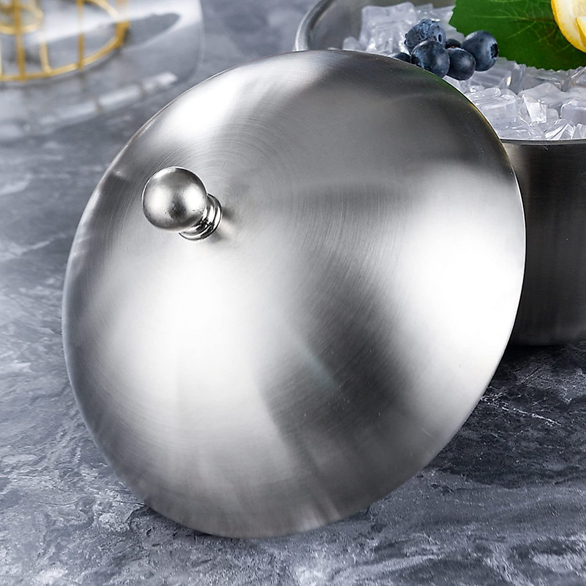 Spherical Ice Bucket With Lid Double Insulation Stainless Steel Metal Beverage Bucket, Beer, Wine, Champagne, Bar Ice Bucket, Home Kitchen Bucket Restaurant Bar Tableware Accessories