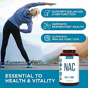 NAC Supplement (N-Acetyl Cysteine) - 1000 mg-Antioxidant Support - Promotes Liver Health and Detoxification - Boosts Lung and Immune Health - Vegetable Capsules - 120 Count - 60 Servings