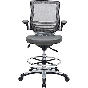 Modway EEI-211 Edge Drafting Chair - Reception Desk Chair - Flip-Up Arm Drafting Chair in Gray