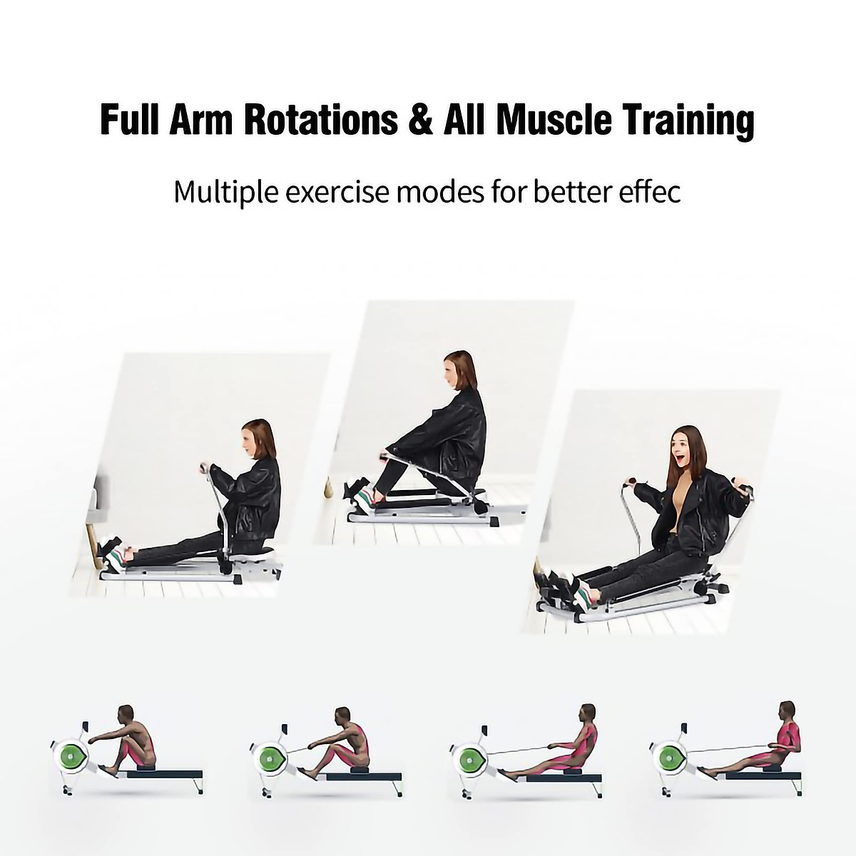 Health & Fitness Dual Function Magnetic Rowing Machine w/Digital Monitor, Multi-Exercise Step PlatesHome Use - Folding,for Cardio Exercise, Soft Seat