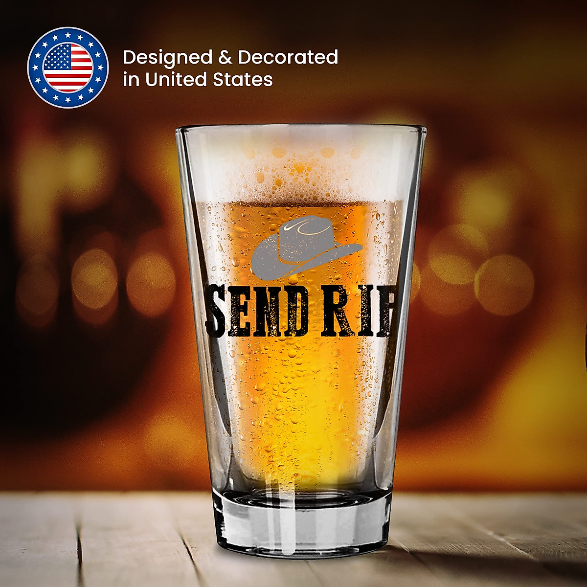 Toasted Tales Send RIP | Classic Beer Pint Glass 16 oz. | Highball Cocktail Mixing Class | Bar Quality Glassware | Perfect Glass Beer Steins for Cold Beverages