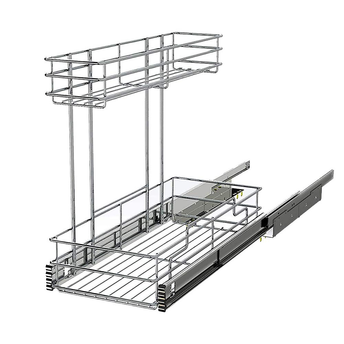 STORKING 2 Tier Under Sink Pull Out Cabinet Organizer Slide Wire Shelf Basket for Kitchen Base Cabinets 9" W 18.5" D 16" H
