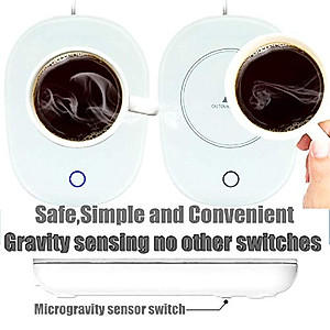 Ariskey Coffee Mug Warmer with Spoon Auto Shut Off Beverage Warmers Electric Thermostatic Smart Cup Warmer Pad for Office and Home Cocoa Tea Water Milk Soup (Up to 131F℉/55℃) with Leave Coffee Spoon