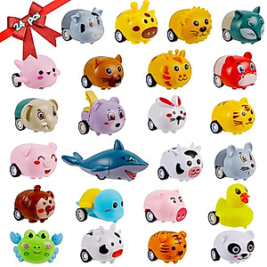 Juegoal Cars Advent Calendar 2023 for Kids, Animal Stocking Stuffer Toy Cars with 24 Different Pull Back Animals Vehicles Surprise Every Day, Race Cars Perfect for Toddler, Boys and Girls