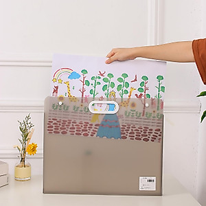 Shulaner Plastic Art Portfolio Folder with Handles17 x 14 inches Large Waterproof Artwork Storage Containers for Drawing Sketch Photography Poster Files Document, Gray and White