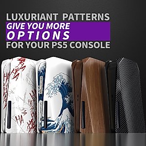 eXtremeRate eXcover Wood Grain Top Bottom Cover Compatible with ps5 Console Disc Edition, Replacement Faceplate Backplate Shell Skin Compatible with ps5 Console Disc Version - Console NOT Included