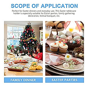 ABOOFAN Easter Bunny Silverware Holders 8pcs Rabbit Shaped Cutlery Bag Flatware Pouch Knife Fork Spoon Sleeve Easter Table Decoration for Easter Wedding Birthday Spring Party