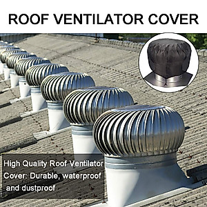 Turbine Roof Vent Cover, Heavy Duty Turbine Ventilator Protector Shield, Waterproof 1680D Oxford Fabric, Adjustable Drawstring Design, Year Around Protection for Your Roof Vent (S: 12"x17.5")