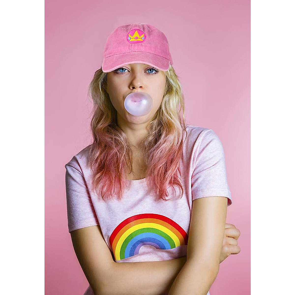 C-ZOFEK Peach Hat Multicolor Adjustable Crown Baseball Cap for Women Christmas Halloween(Pink)