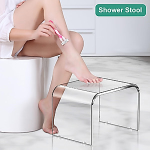 ZVOBUEI Acrylic Step Stool 9in Step Stools for Kids 250-LBS Capacity Rounded and Sturdy Corner Bedroom Kitchen Bathroom Assistance Step Stool Easy to Clean (Stool, Pack of one)