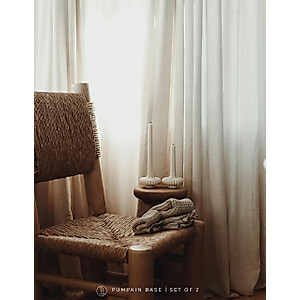 LAWA Set of 2 Pumpkin Base Candle - Beautiful Handmade Pillar Unscented Soy Wax Candle Elegant Aesthetic Vase Candle Housewarming Gift Home Room Shelf Decor Idea White