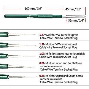 Keenso Terminal Tools, 5pcs/1 Set DIY Titanium Alloy Automotive Wire Harness Pin Removal Tool Plug Pin Removal Dismount Tool Kit