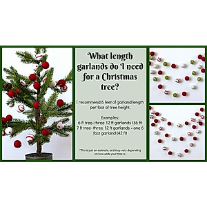 Red Felt Ball Garland- Christmas, Valentine's Day- 1" (2.5 cm) Wool Felt Balls