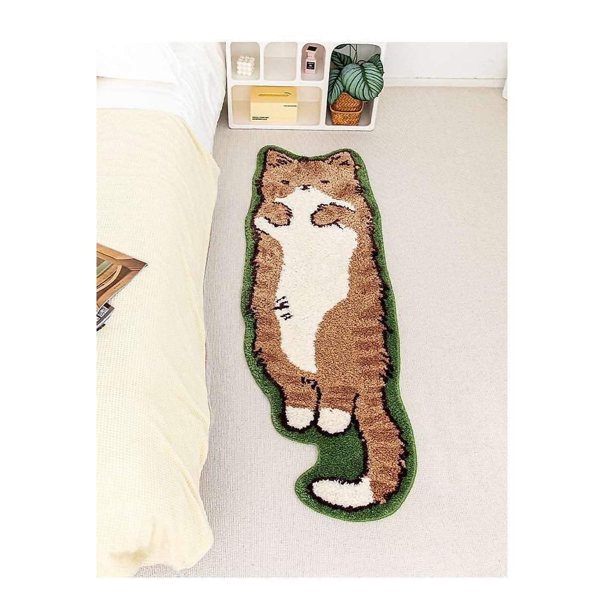 Funny Home Bedside Carpet Living Room Carpet Cloak Room Foot Mat Living Room Mat Tea Table Thick Floor Mat (Relaxing Cat, 63 * 19.7)