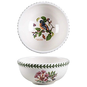 Portmeirion Botanic Garden Birds Fruit Bowl | 5.5 Inch Dessert Bowl with Chickadee Motif made of Fine Earthenware | Dishwasher and Microwave Safe | Made in England