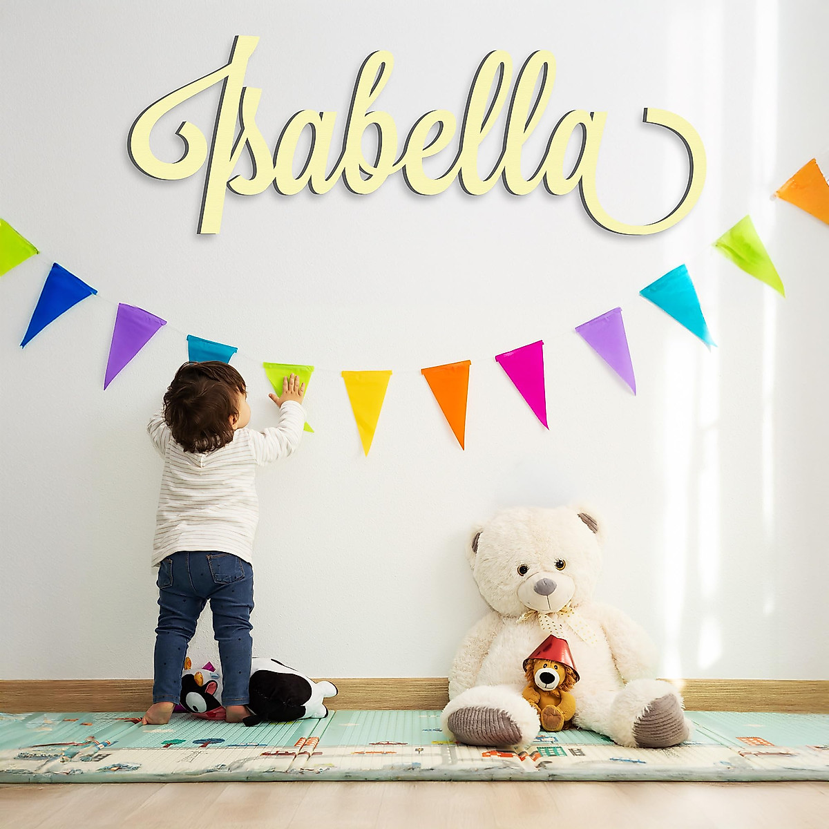 Personalized Wooden Baby Name Sign – Nursery Wall Letters, Kids’ Room Décor, 1/2" Thick, 12"-33" Wide