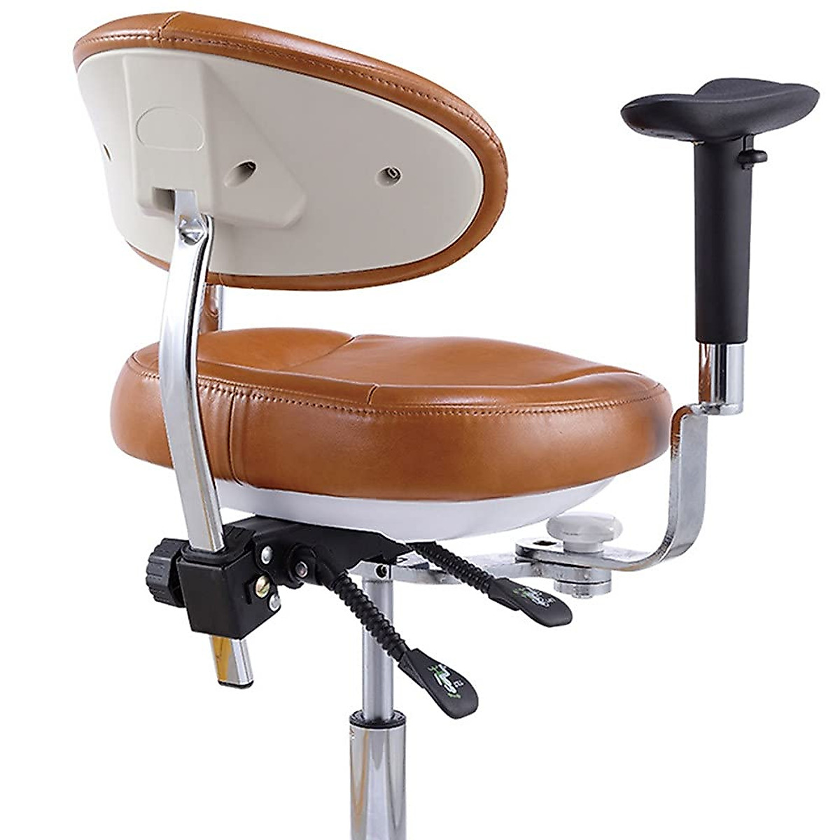 Medical Dental Stool Dentist Chair PU Leather Auxiliary Stool Chair with Armrest Height-Adjustable Doctor Chair Suitable for Dentist and Office