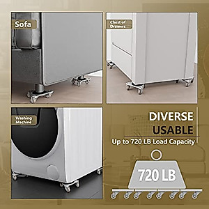 Furniture Mover by ONEON - 6 7/8" Steel Tri-Dolly, 3 Wheels Furniture Dolly for Moving, 720 LB Max Load Capacity 4 Pack & Subsidiary Furniture Lifter Set (5Pack)