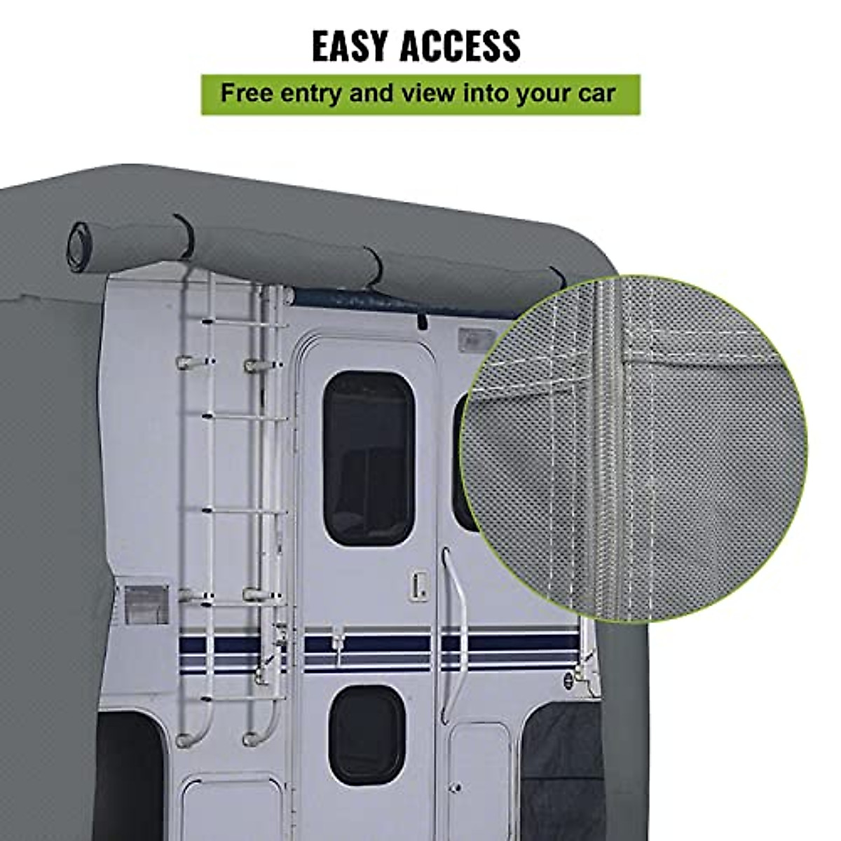 VEVOR RV Cover, 10'-12' Travel Trailer RV Cover, Windproof RV & Trailer Cover, Extra-Thick 4 Layers Durable Camper Cover, Waterproof Ripstop Anti-UV for RV Motorhome with Adhesive Patch & Storage Bag