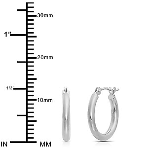 14k White Gold Polished Real Gold Hoop Earrings, Small Plain Round Gold Hoop 14kt Real Gold 12mm (0.47 inch)