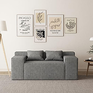 PurrJoys Small Modern Loveseat Sofa, Hybrid Sofa Couch in a Box, No Assembly Needed, Sleeper Sofa with 2 Pillows, Cat-Scratch Resistant Linen,Small Sofa for for Small Space, Living Room, Bedroom,Grey