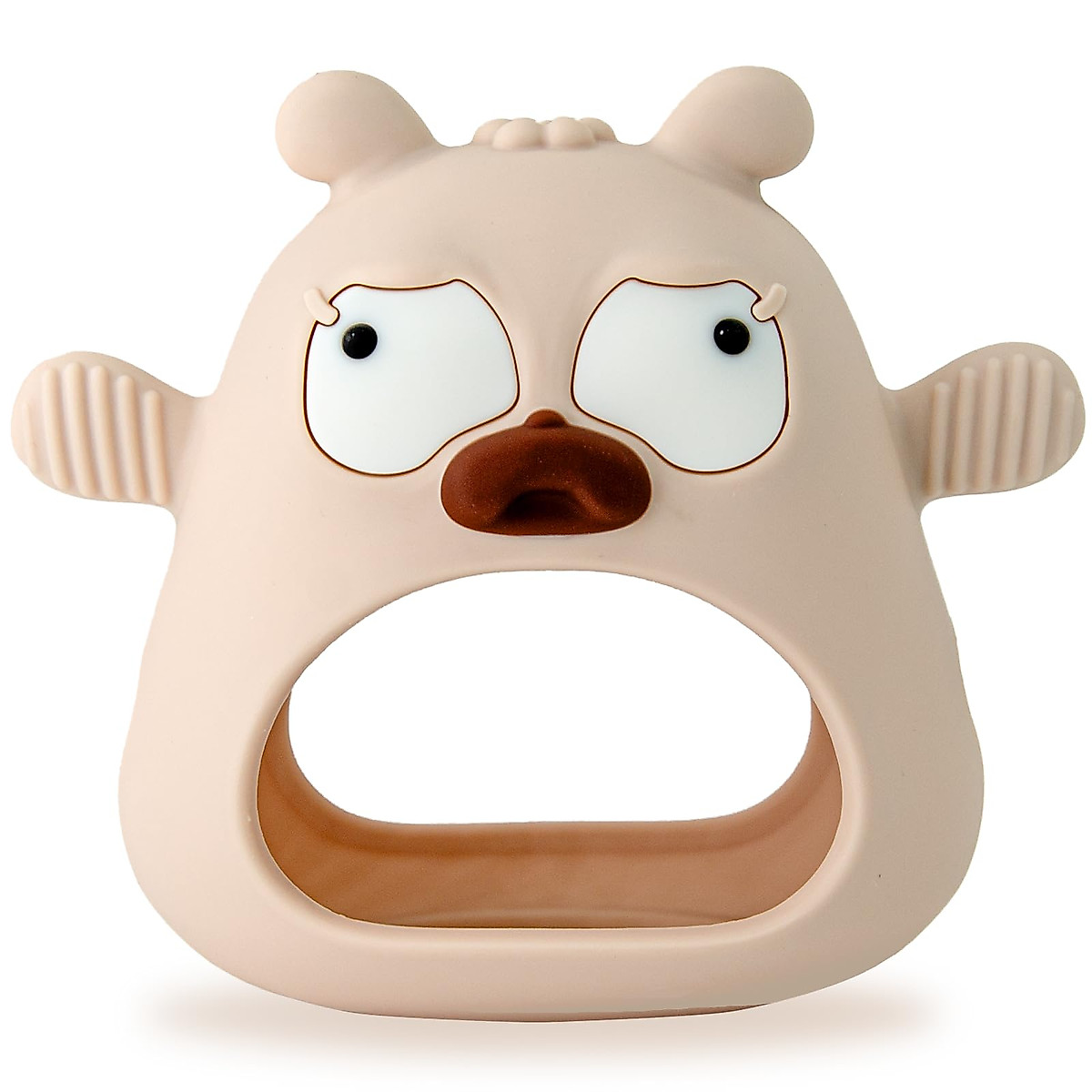 Baby Teething Toy Silicone Teething Mitten for Babies Over 3 Months Anti Dropping Wrist Hand Teethers Baby Chew Toys for Sucking Needs, BPA Free (Caramel)