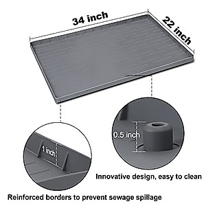 Under Sink Mats for Kitchen Waterproof | Under Sink Cabinet Mats and Protectors, 34" x 22" Silicone Under Sink Drip Tray ,Cabinet Mat Liner Protector for Kitchen Bathroom