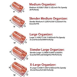 LEXSION Felt Purse Insert Handbag Organizer Bag in Bag Organizer with Zipper Wallet Bag Bottle Holder 8023 Pink L