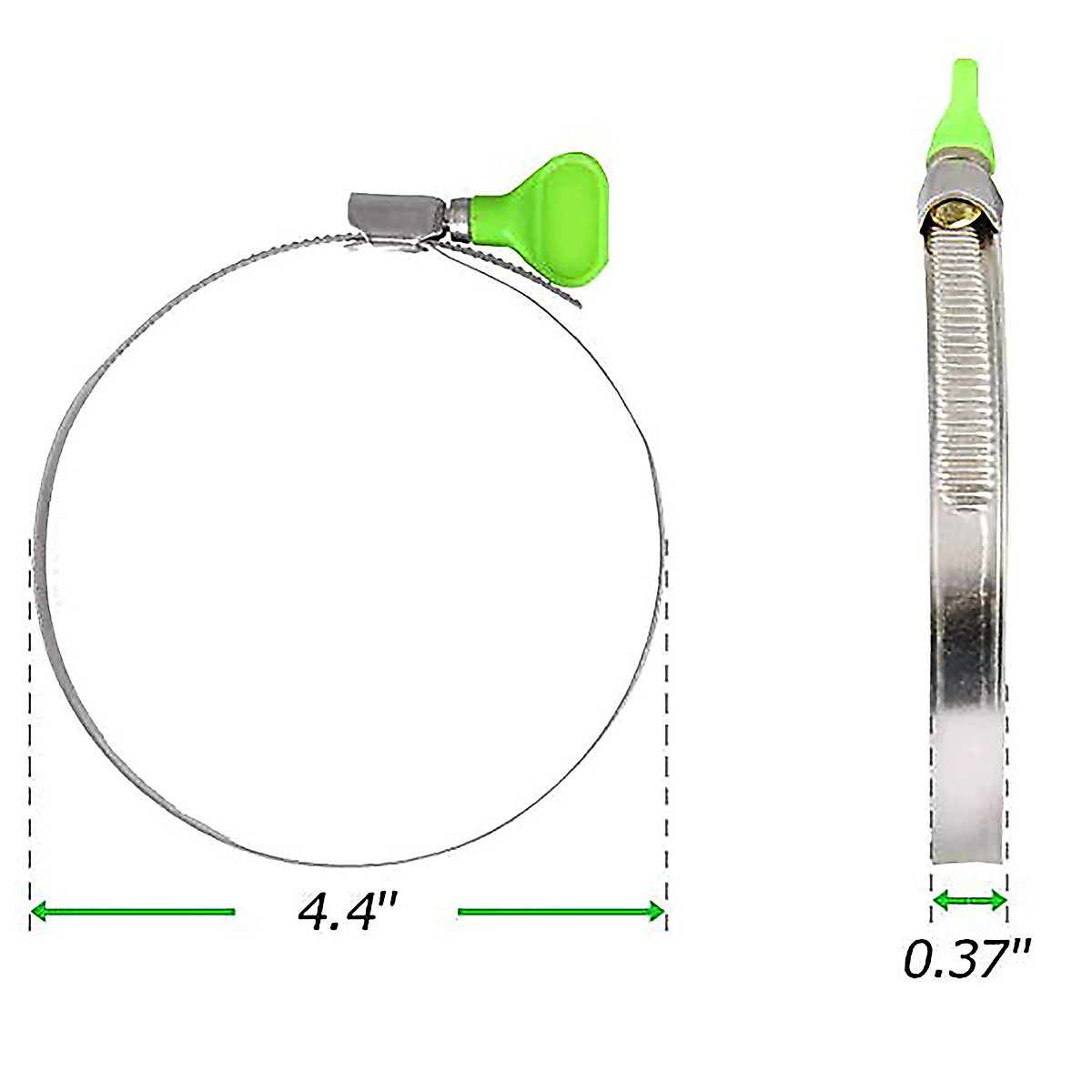 GLIDESTORE 10Pack 4 Inch Hose Clamp, Key Type Adjustable Stainless Steel 4 inch Duct Clamps, Pipe Clamp, Worm Gear Clamps, Dryer Vent Clamp, Thumb Screw Metal Clamps, Easy Turn Clamp, 4” Hose Clamps