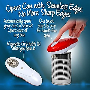 Can Opener Electric Can Opener Smooth Soft Edge One Touch Can Opener Start Automatic Hands Free Can Opener 4-AA Batteries Best Kitchen Gadget Good for Seniors with Arthritis Red